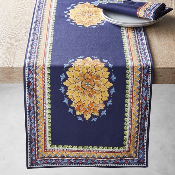 Williams Sonoma | Dining | Williams Sonoma Blue And Gold Floral Table ...